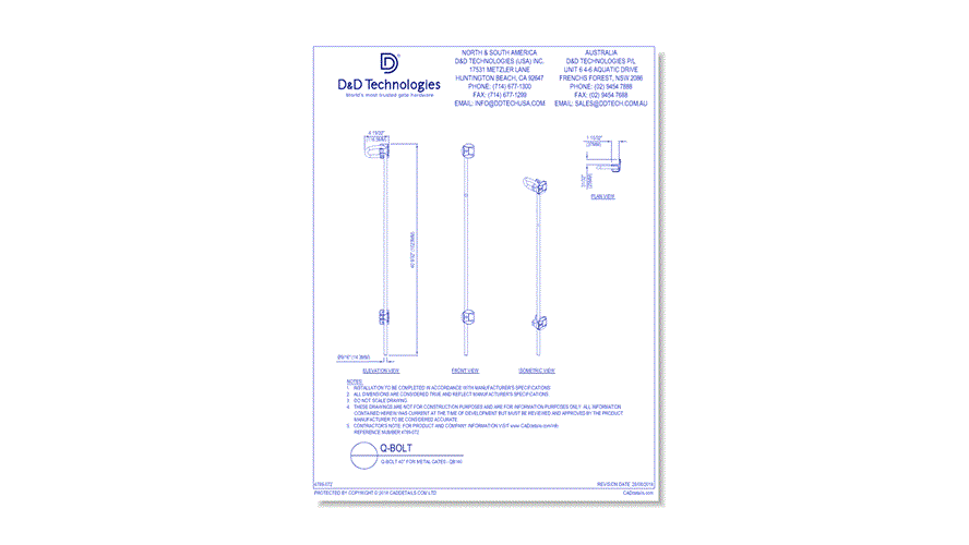 Components :: Hinges & Hardware :: Q-BOLT™ DROP-BOLT - West Coast ...